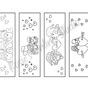 Valentine Gnome Coloring Bookmarks 1 - Etsy