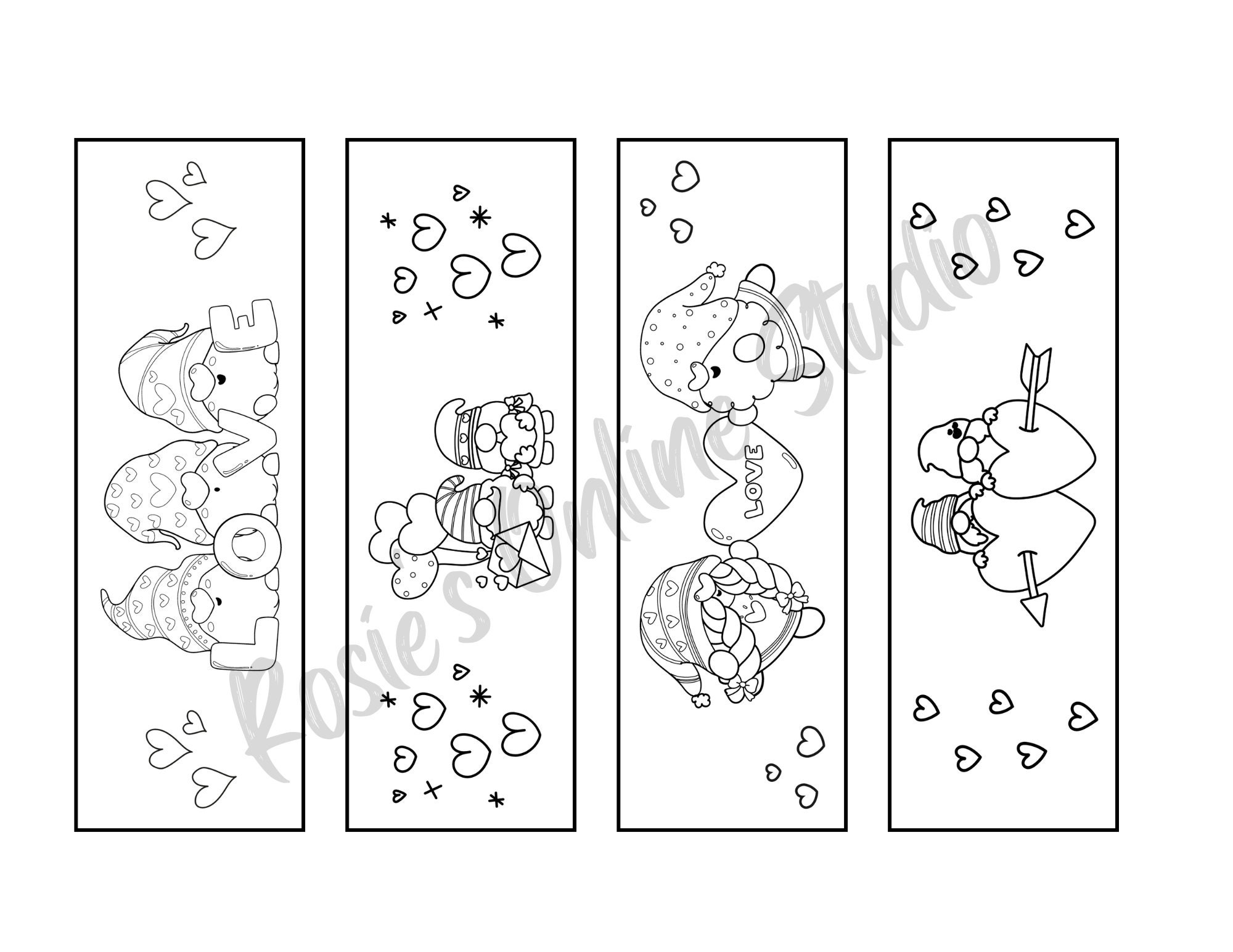 Valentine Gnome Coloring Bookmarks #1 - Etsy