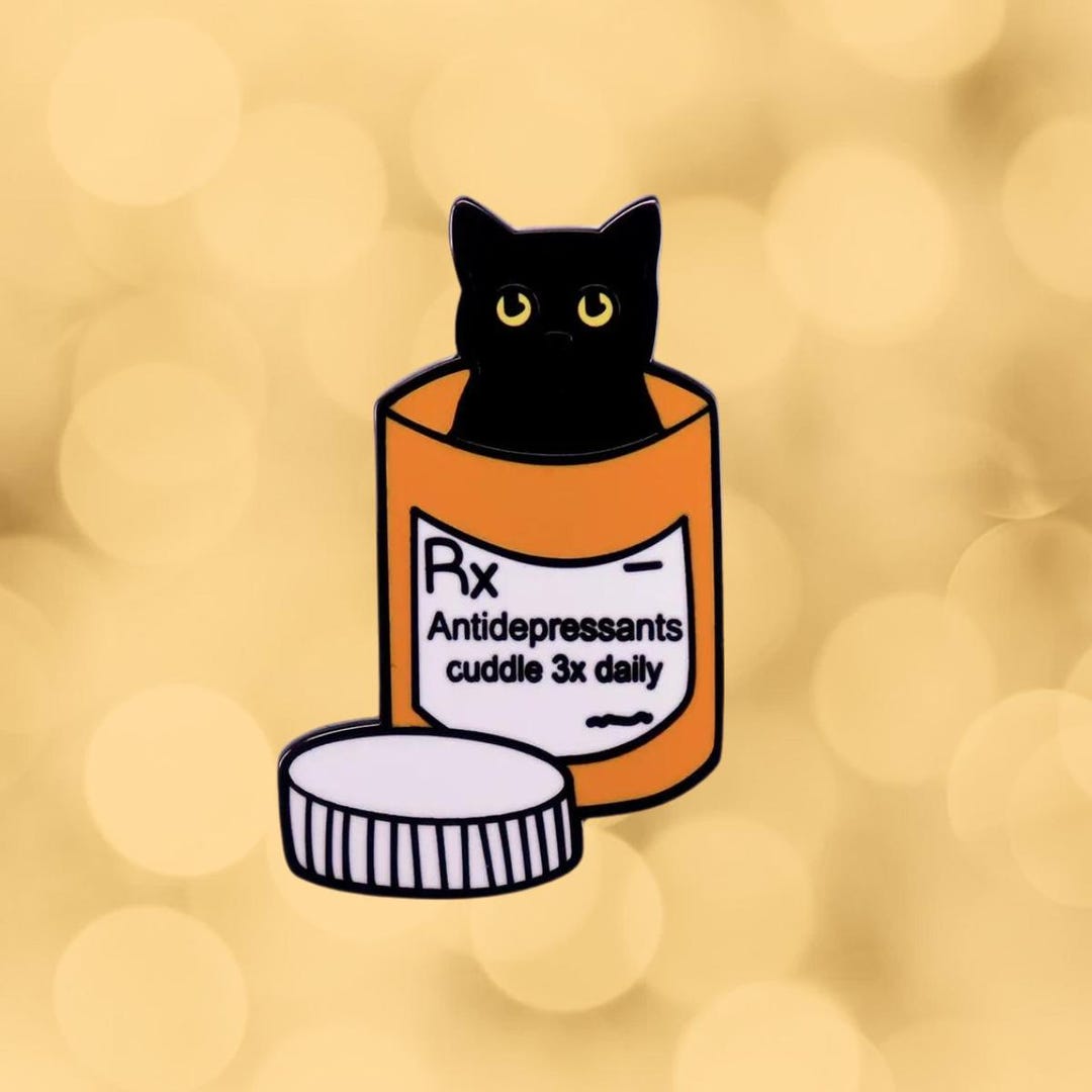 Black Cat Medicine Enamel Pin, Lapel Pin, Pin Badges, Lanyard Pin ...