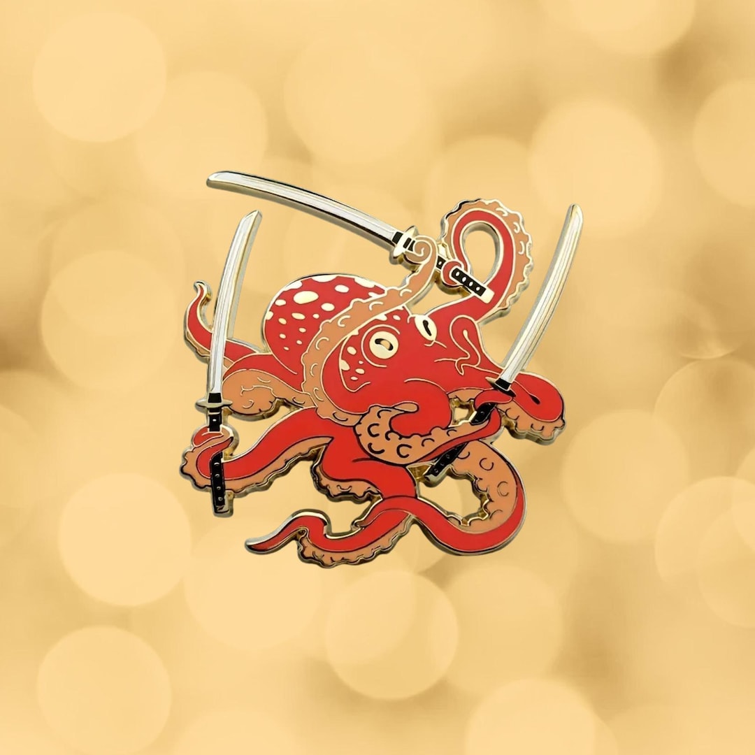 Octopus With Samurai Swords Enamel Pin, Lapel Pin, Pin Badges, Lanyard ...