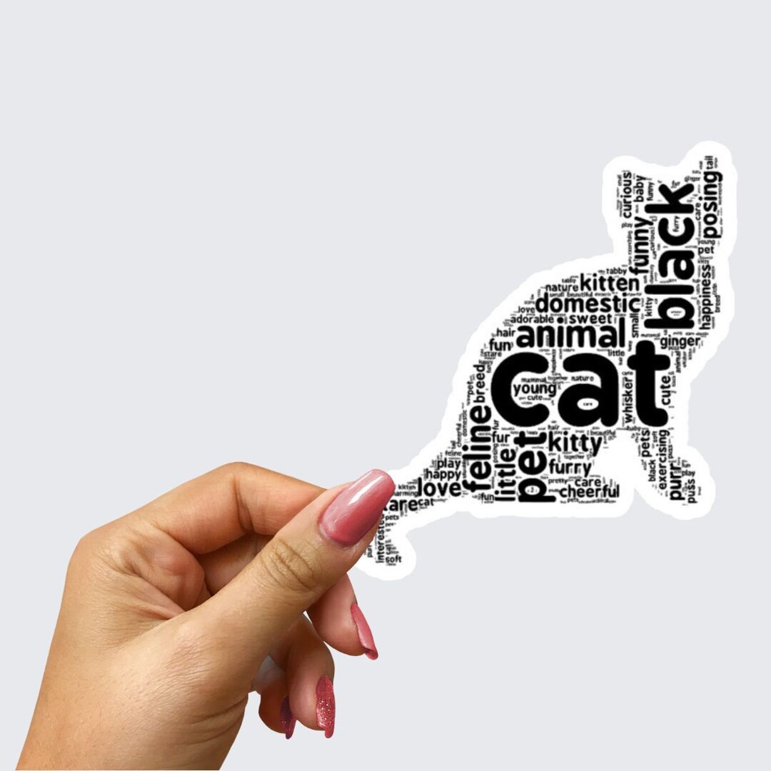 Cat Words Silhouette Die Cut Sticker Laptop Stickers Tumbler - Etsy