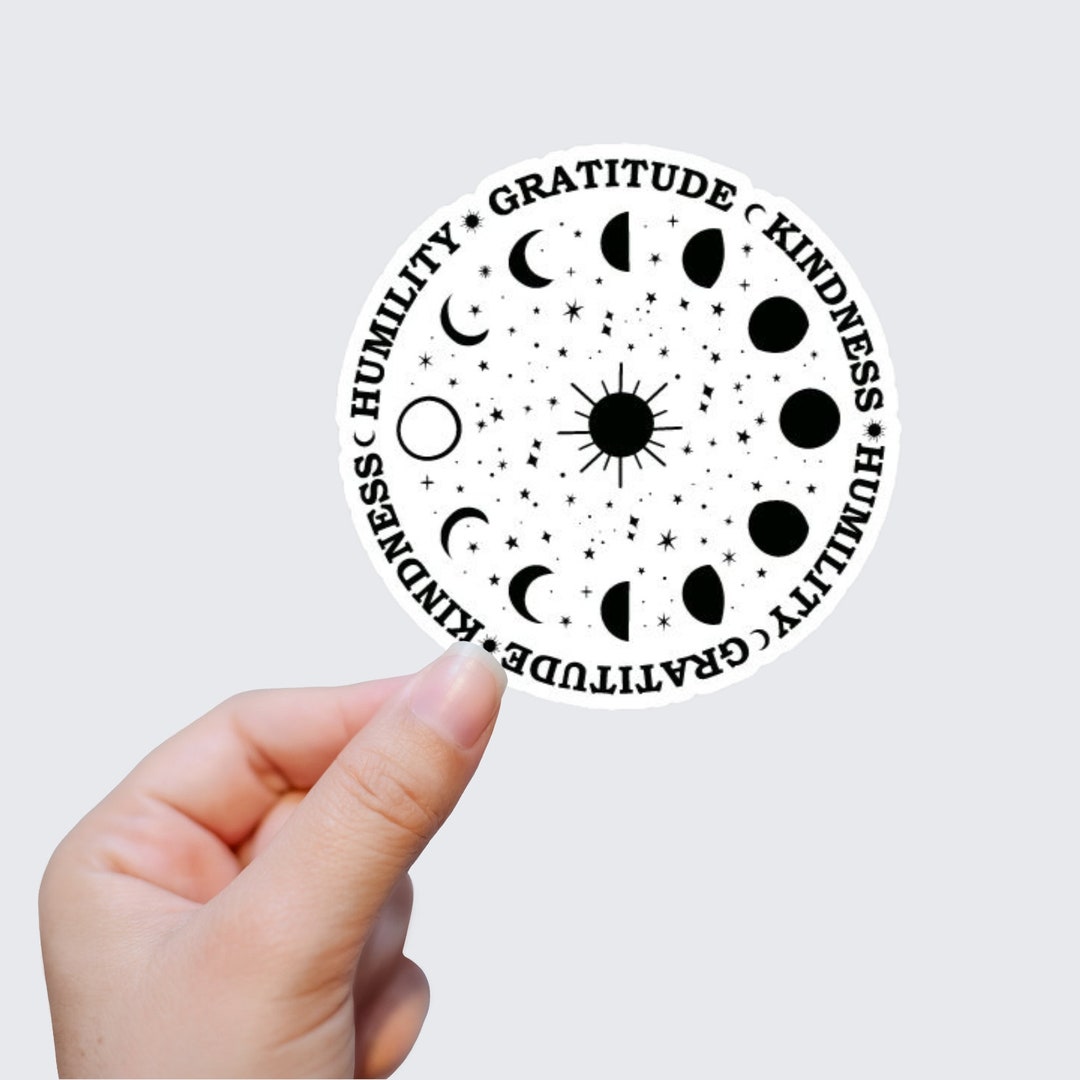 Gratitude Moon Phases Die Cut Sticker Laptop Stickers Inspirational ...