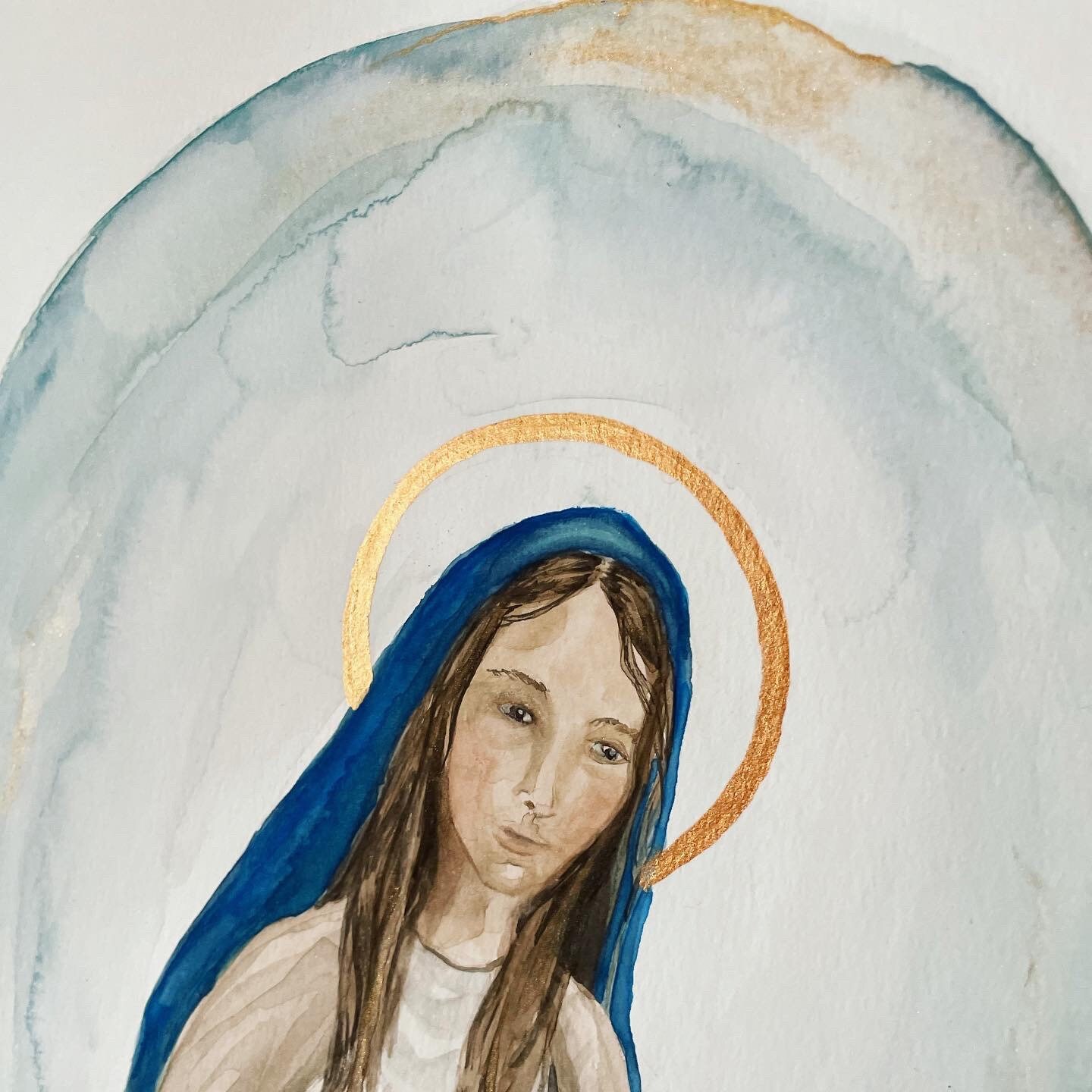 Virgin Mary With Rosary Watercolor High Quality Physical Print on ...