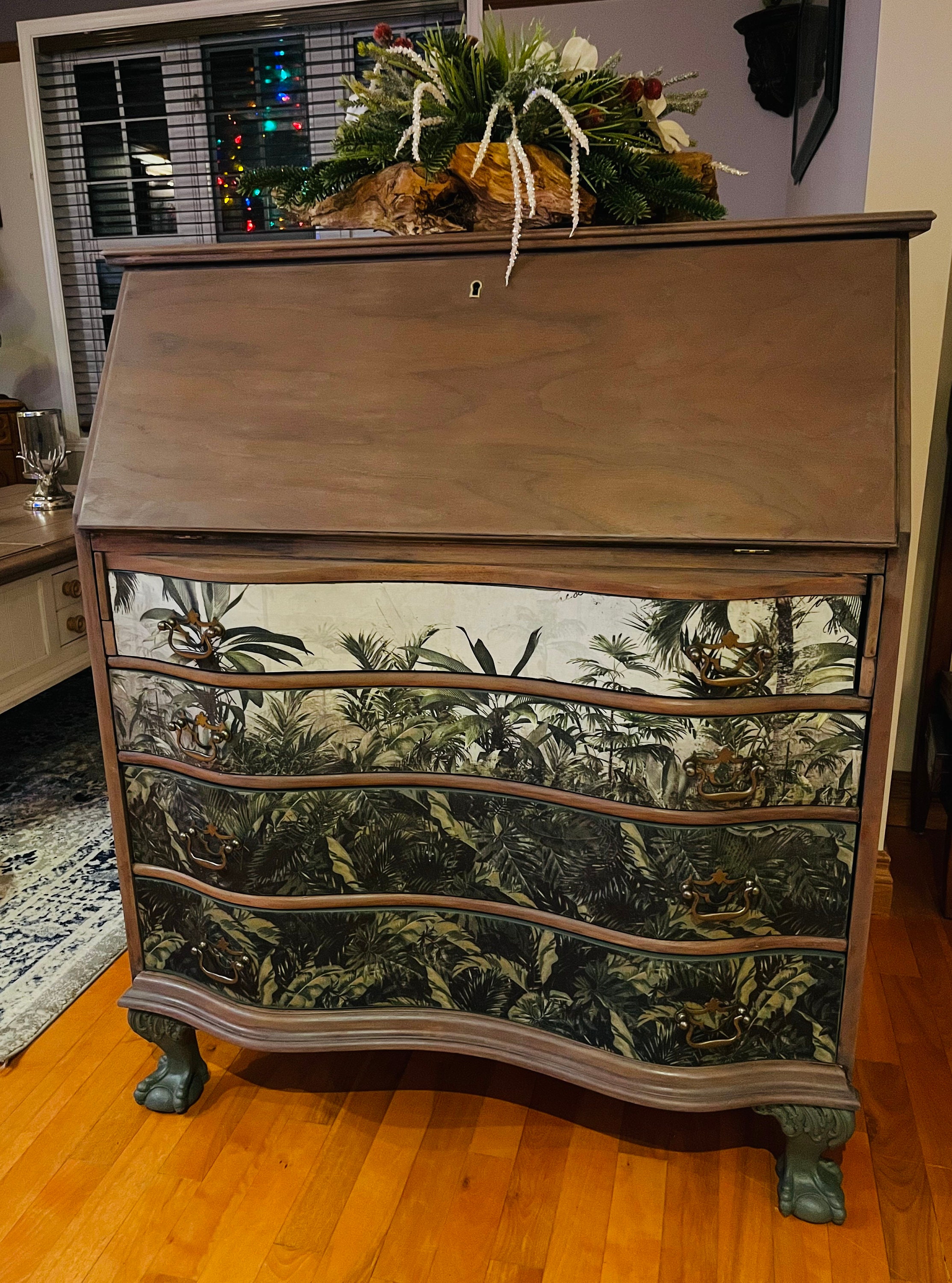 SOLD - SAMPLE Vintage Antique Repurposed Serpentine Drop Leaf Work ...