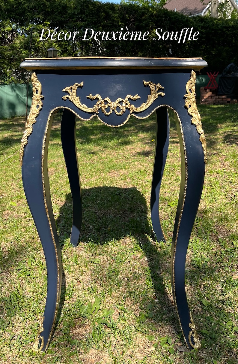 Hand Painted Blue French Louis XV Style Console Table: Refinished ...