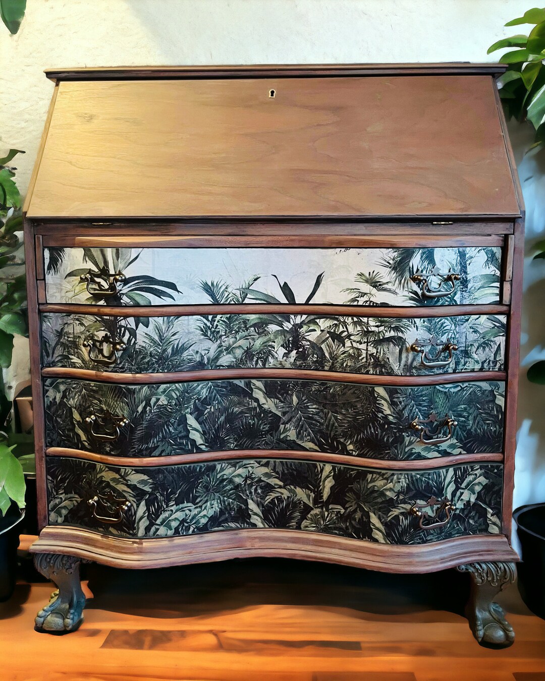 SOLD - SAMPLE Vintage Antique Repurposed Serpentine Drop Leaf Work ...