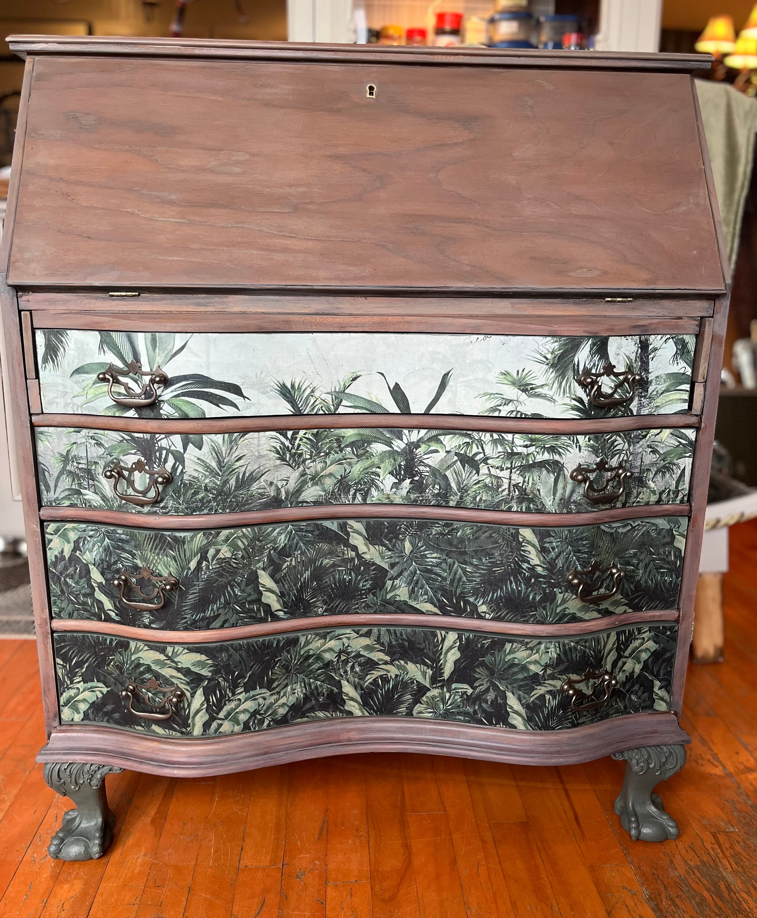 SOLD - SAMPLE Vintage Antique Repurposed Serpentine Drop Leaf Work ...