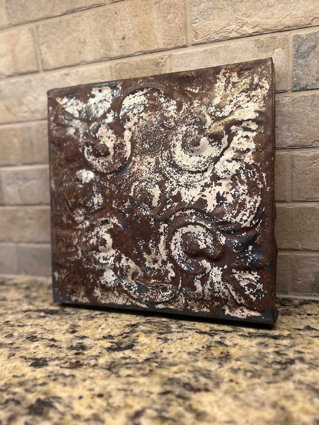 A Single Tile - Vintage Decorative Tin: Rustic Ceiling Tile Wall Art ...