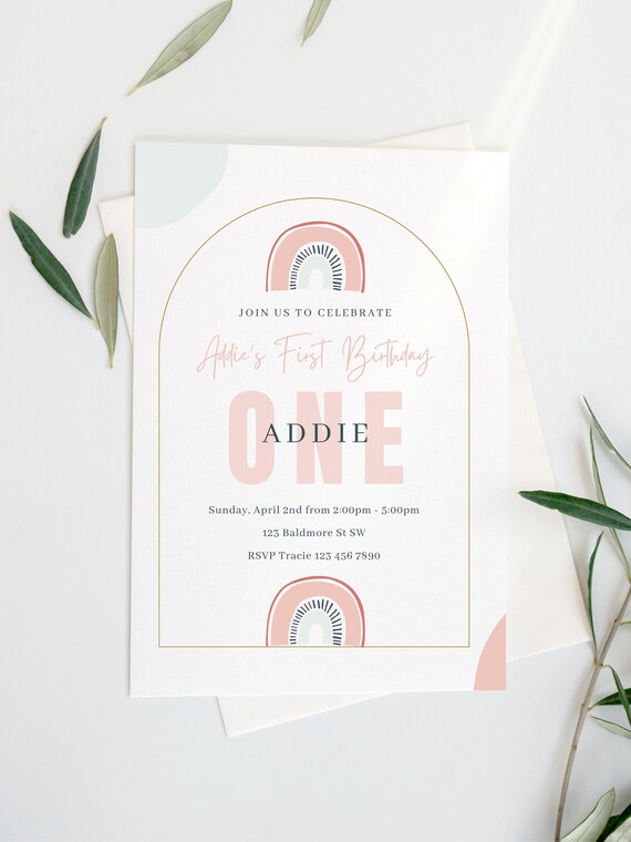 First Birthday Party Invitation MODERN Instant Download | Etsy
