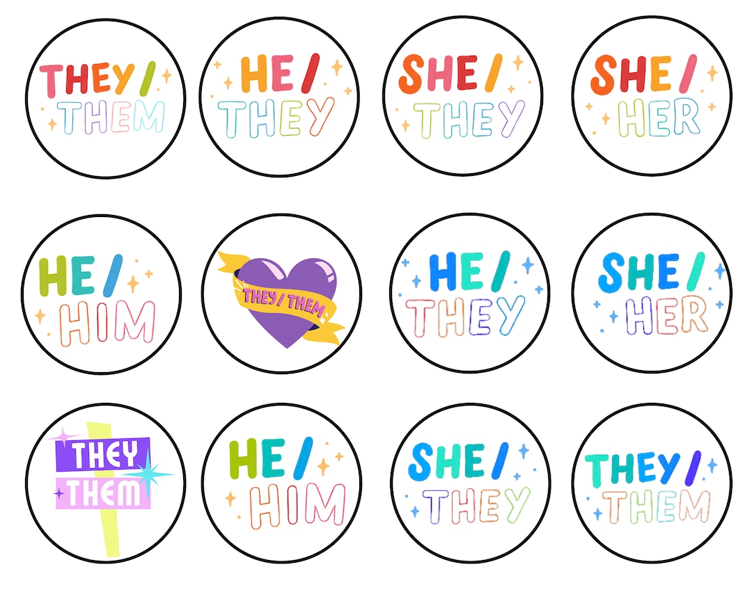 Pronouns Button Template - Etsy
