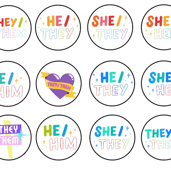 Pronoun Pins - Etsy