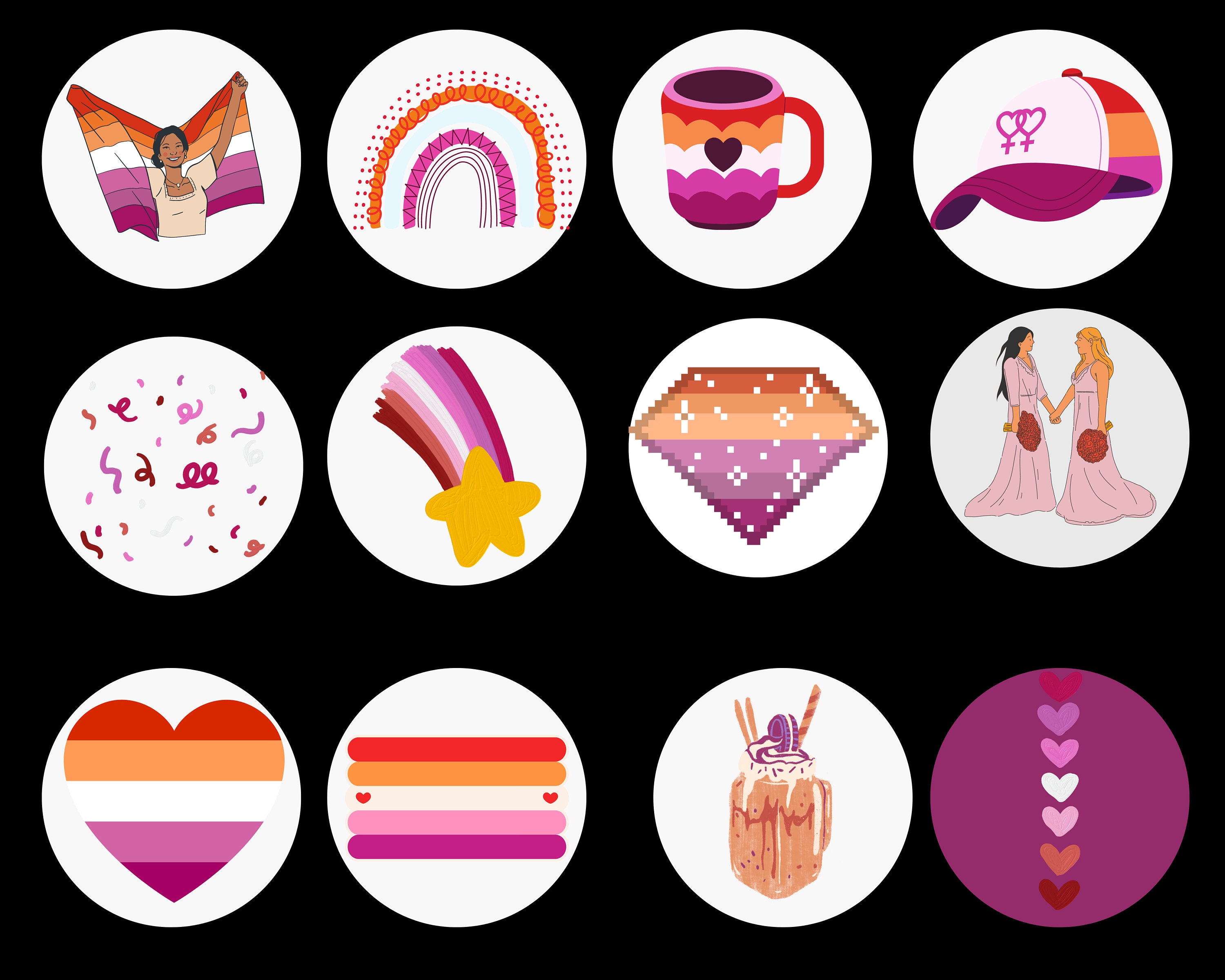 Lesbian Button Template- White or Black Background - Etsy