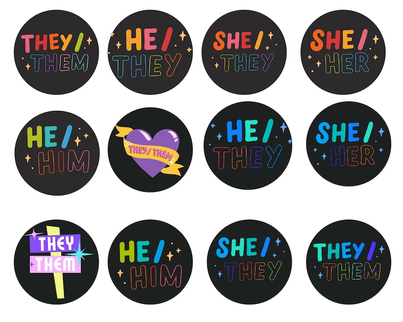 Pronouns Button Template - Etsy