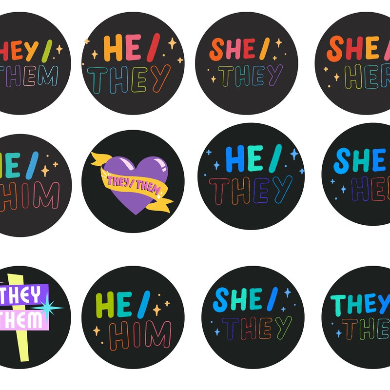 Pronoun Pins - Etsy