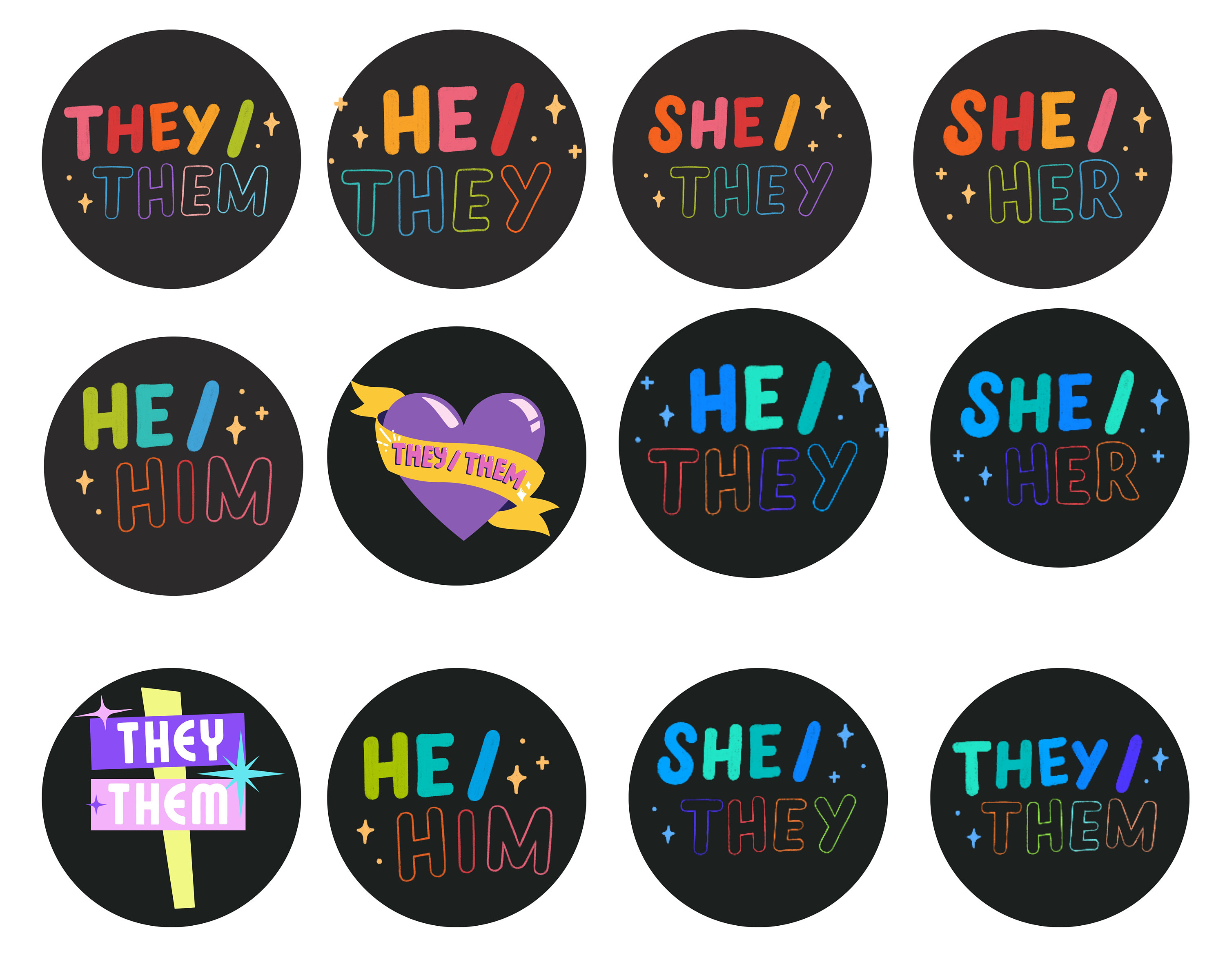 Pronouns Button Template - Etsy
