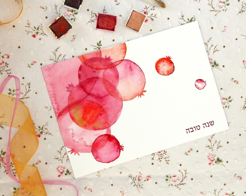 Printable Shana Tova Watercolor Card, Downloadable Jewish Greeting Card ...