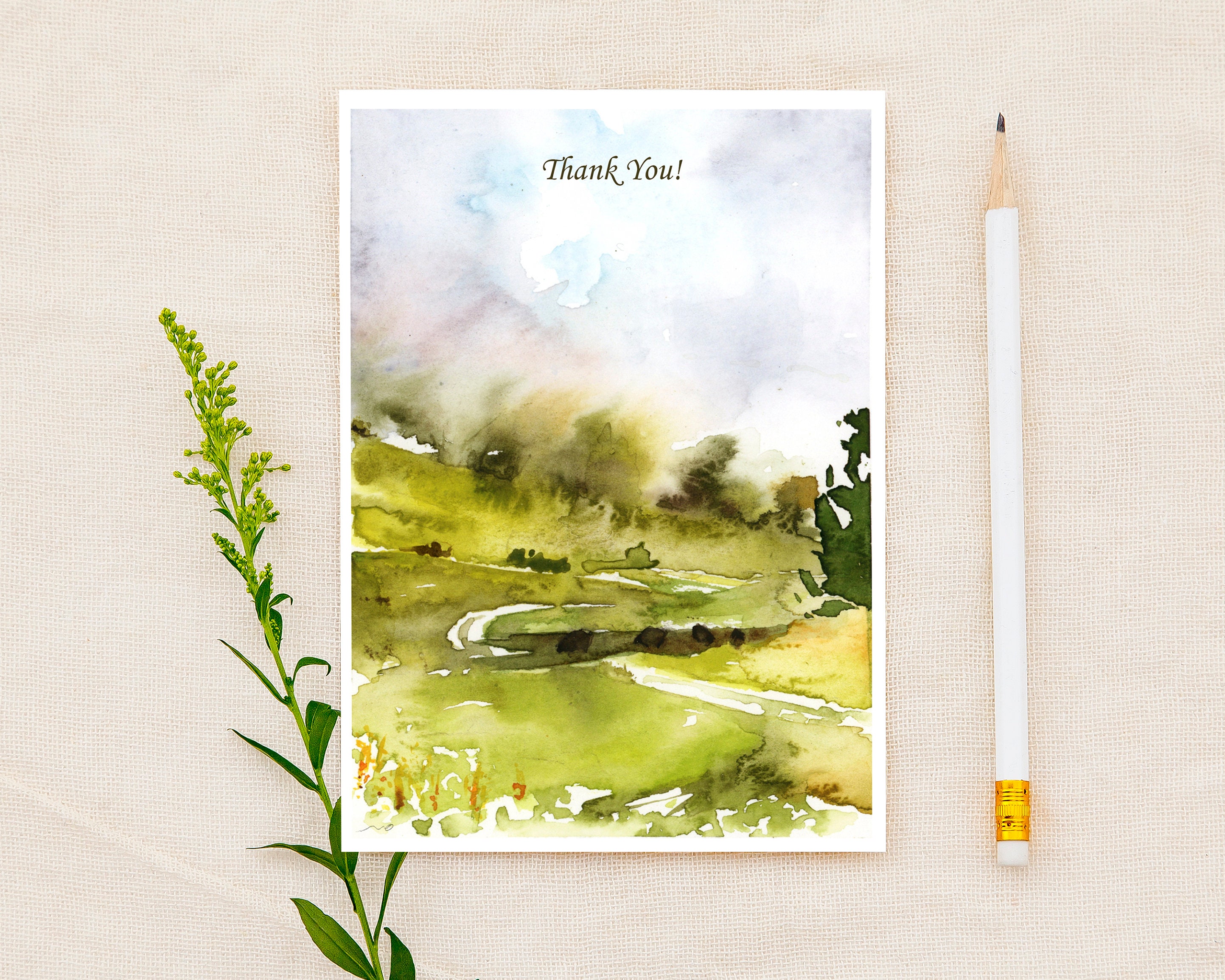 Watercolor Thank You Cards for Friends and Family, Watercolor Landscape ...