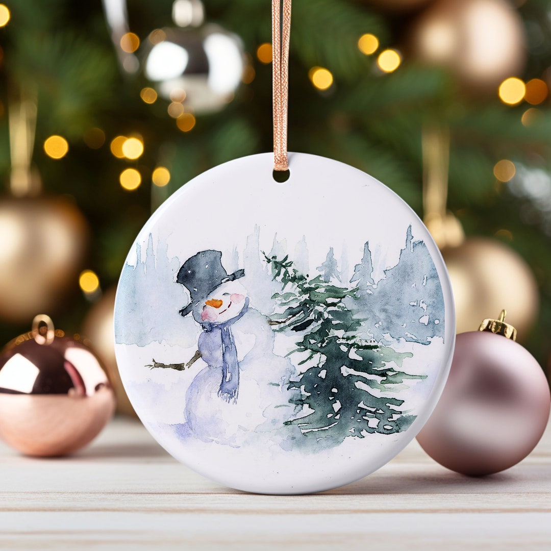 Watercolor on Ceramic Christmas Ornament. Classic Christmas Ornament ...