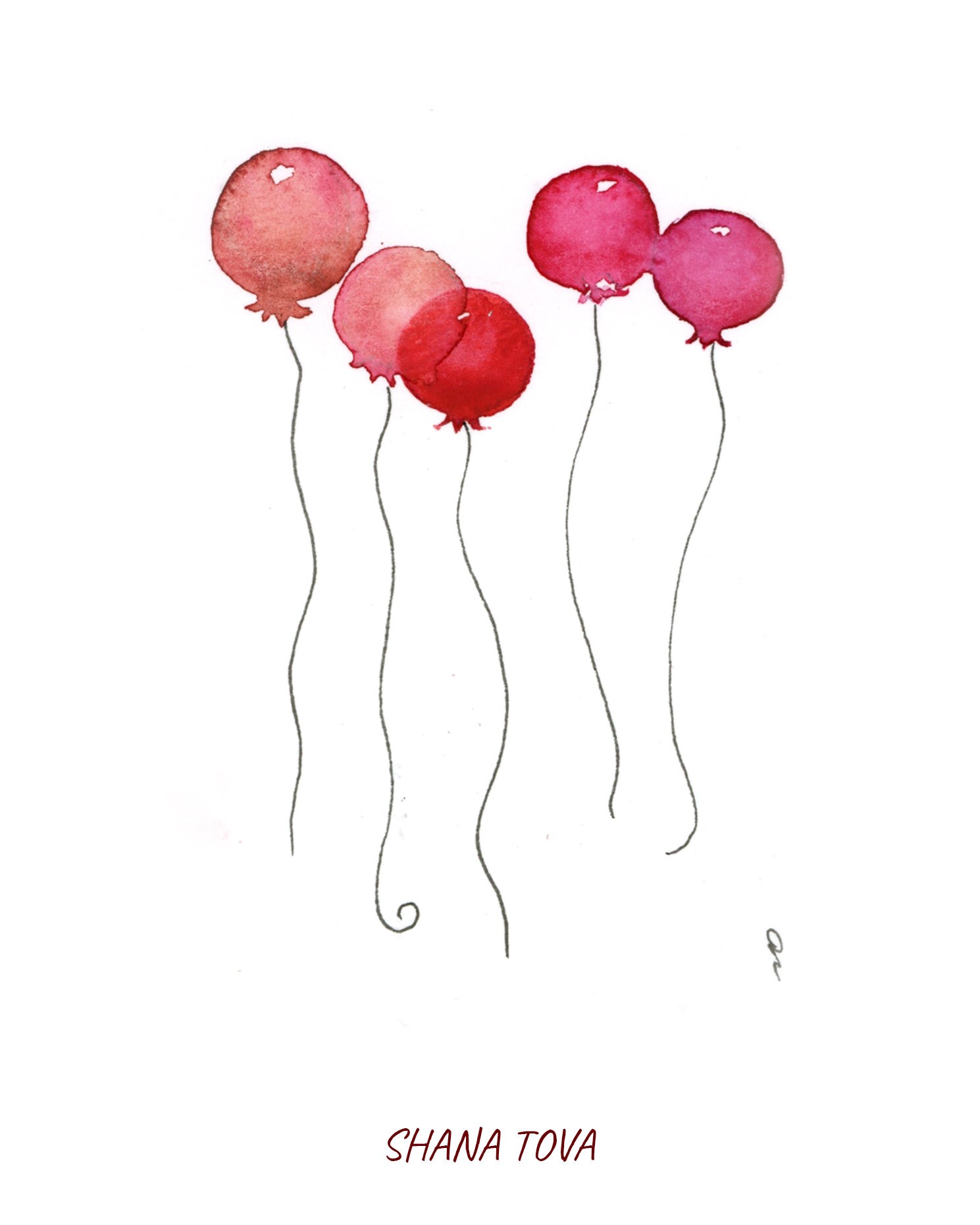 Printable Shana Tova Watercolor Card, Downloadable Jewish Greeting Card ...