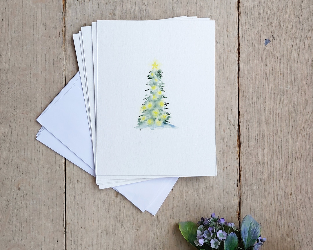 Watercolor Art Holiday Cards, Pack of Watercolor Christmas Cards ...