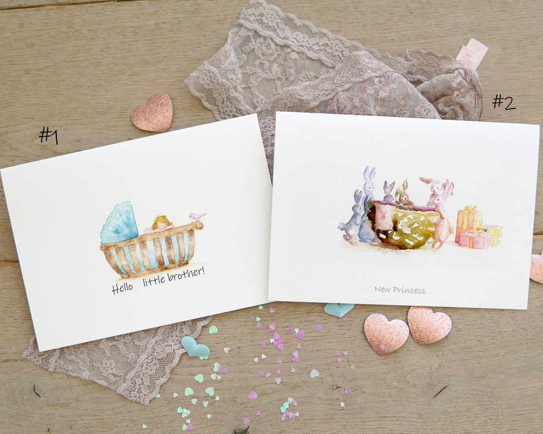 Baby Boy and Baby Girl Card Set, or Single Card. - Etsy