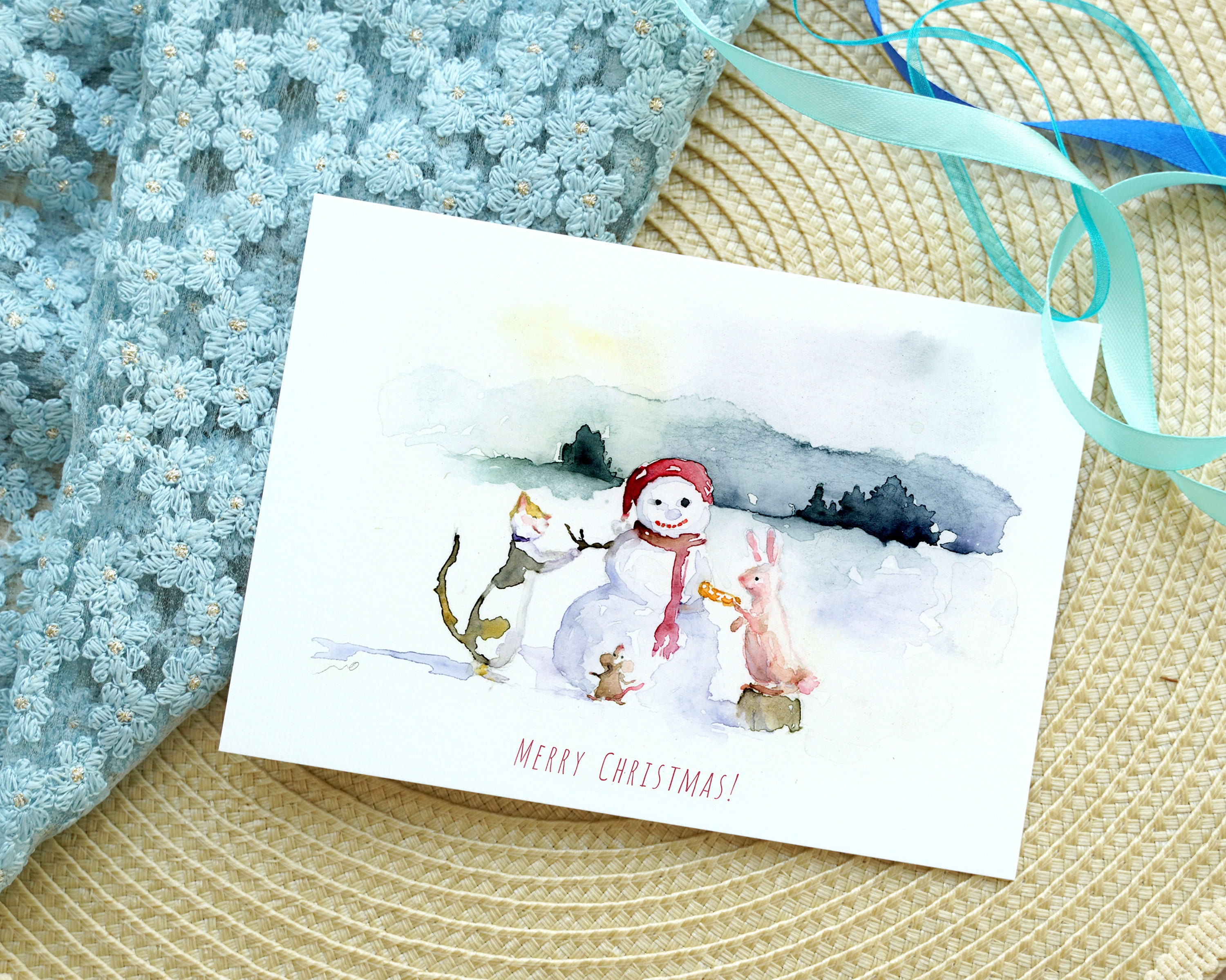 Printable Christmas Card, Happy Christmas Card, Winter Greeting Card ...