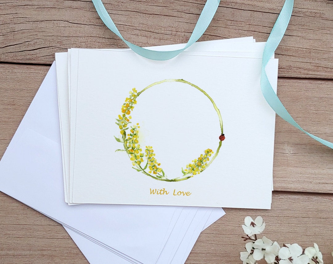 Watercolor Love Cards for Friends and Family, Yellow Floral Card Set ...