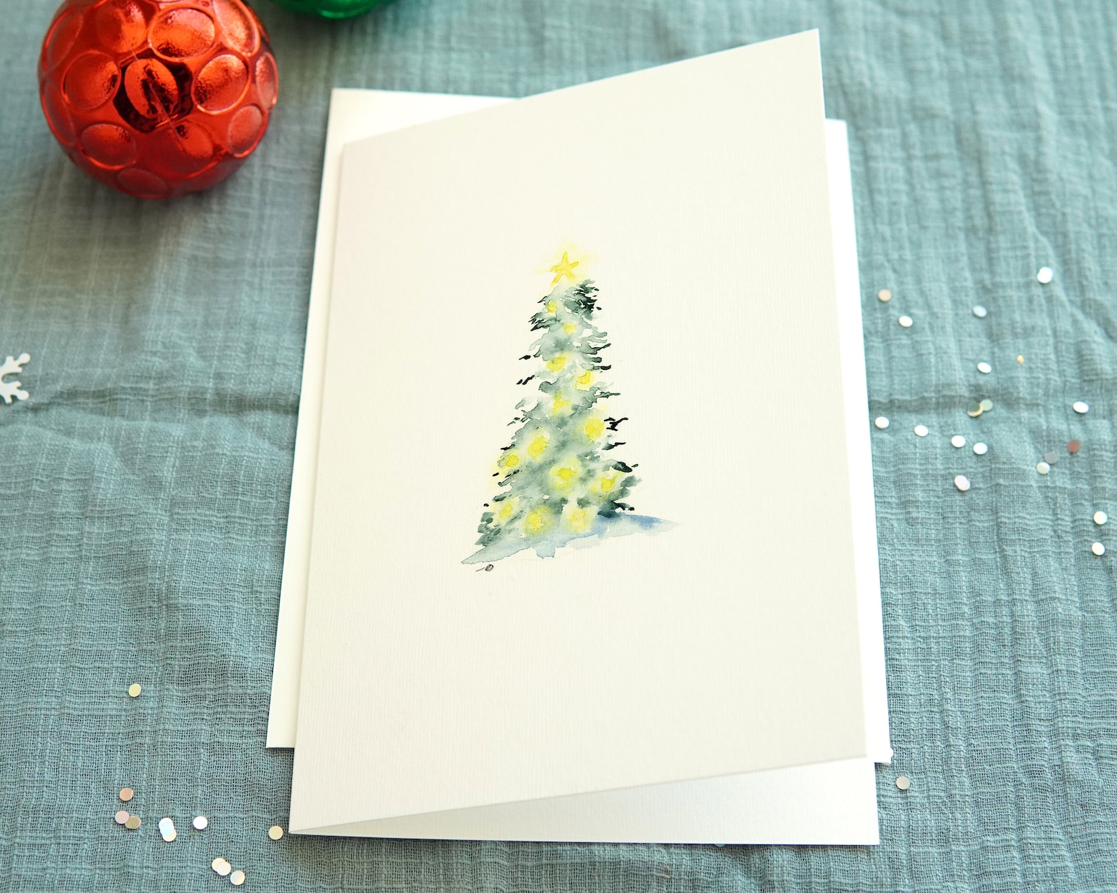 2 Christmas Cards Watercolor Holiday Art Cards Set of - Etsy