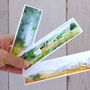 Bookmark Set of 3, Customized Watercolor Painted Landscape Bookmark ...