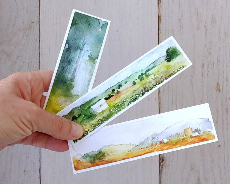 Bookmark Set of 3 Customized Watercolor Painted Landscape - Etsy