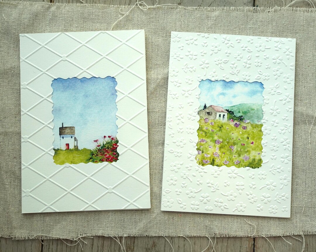 Special Collection of Handmade Card Set of 2, Watercolor Art Cards for ...