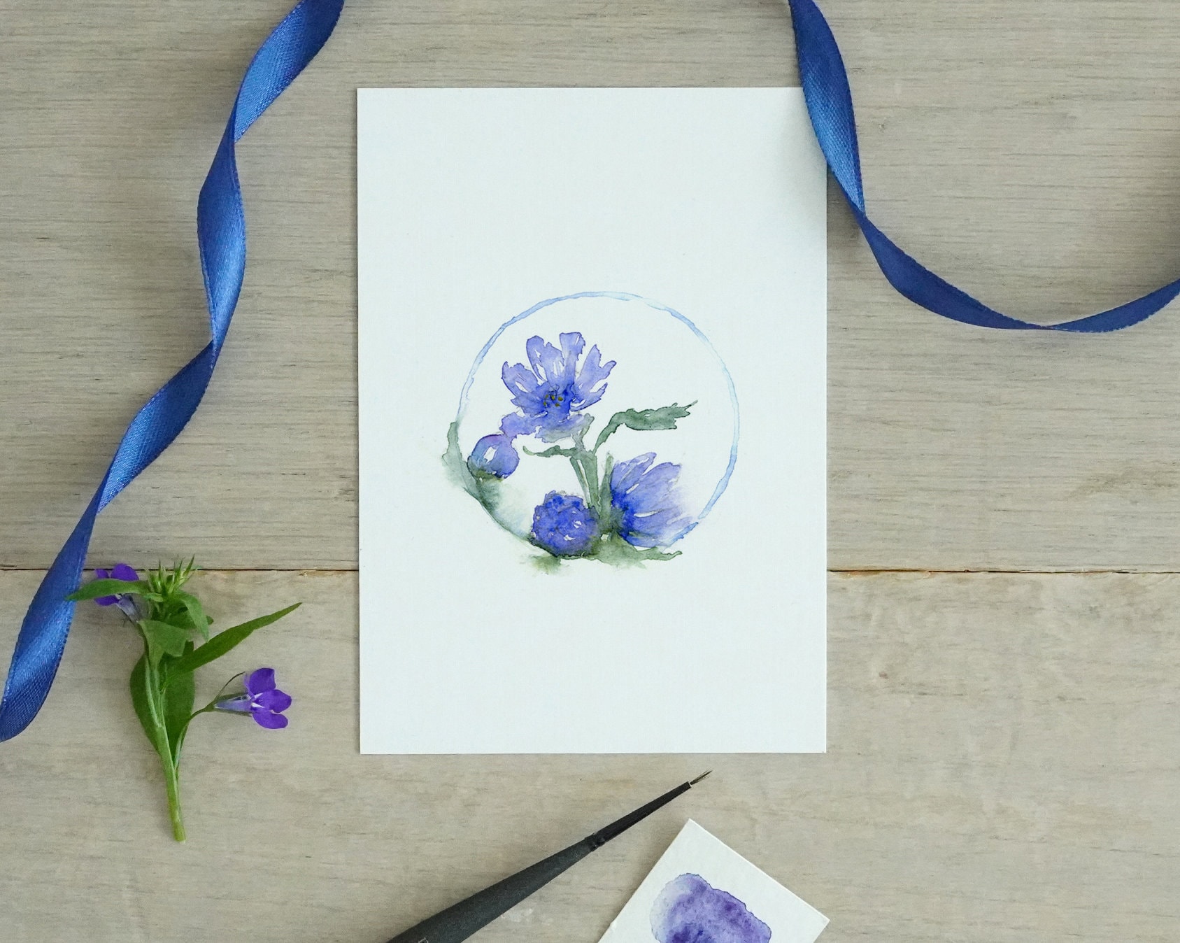 Printable Appreciation Greeting Card, Watercolor Blue Cornflower ...