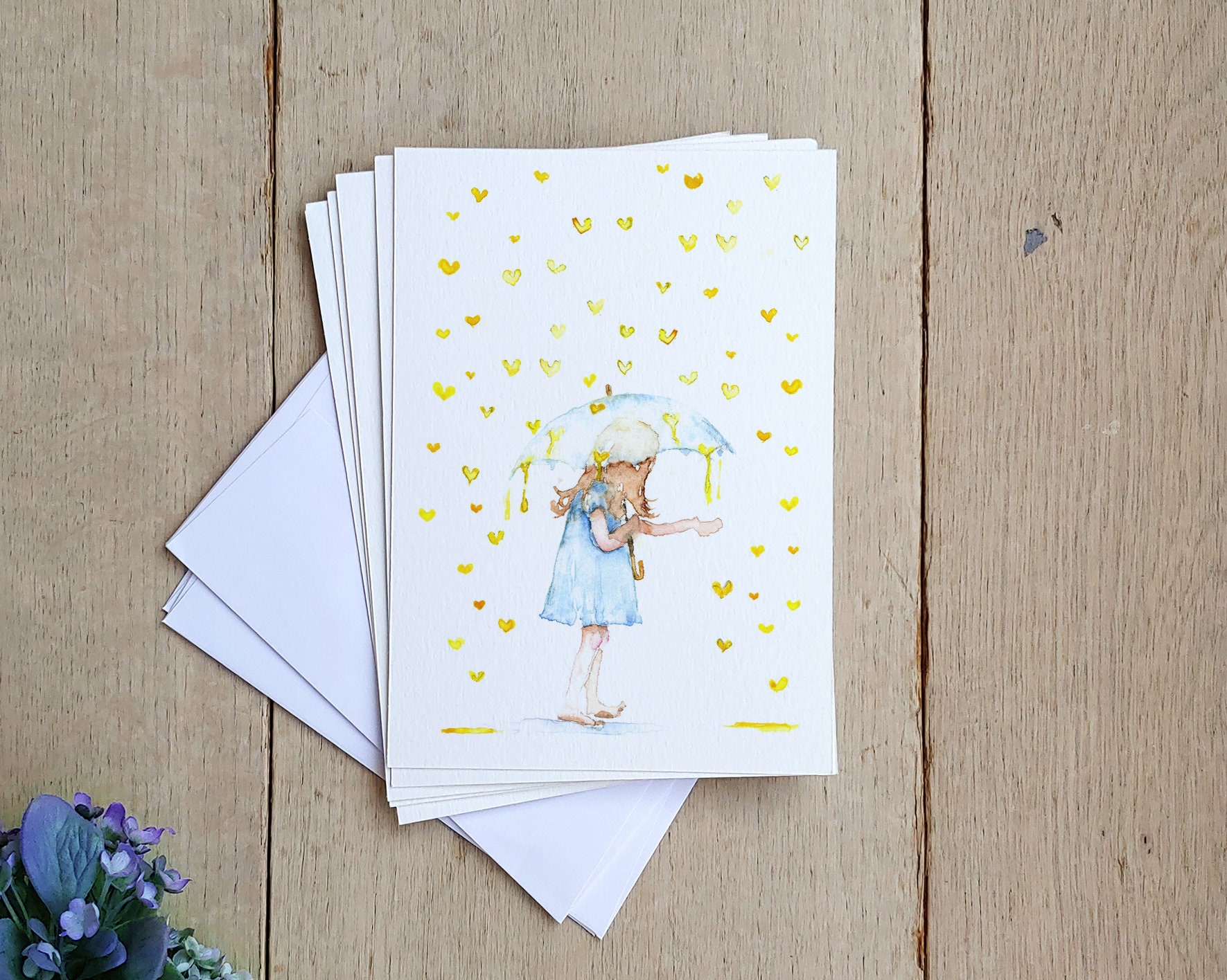 Watercolor Spreading Sunshine Card, Handmade Encouragement Card Set for ...