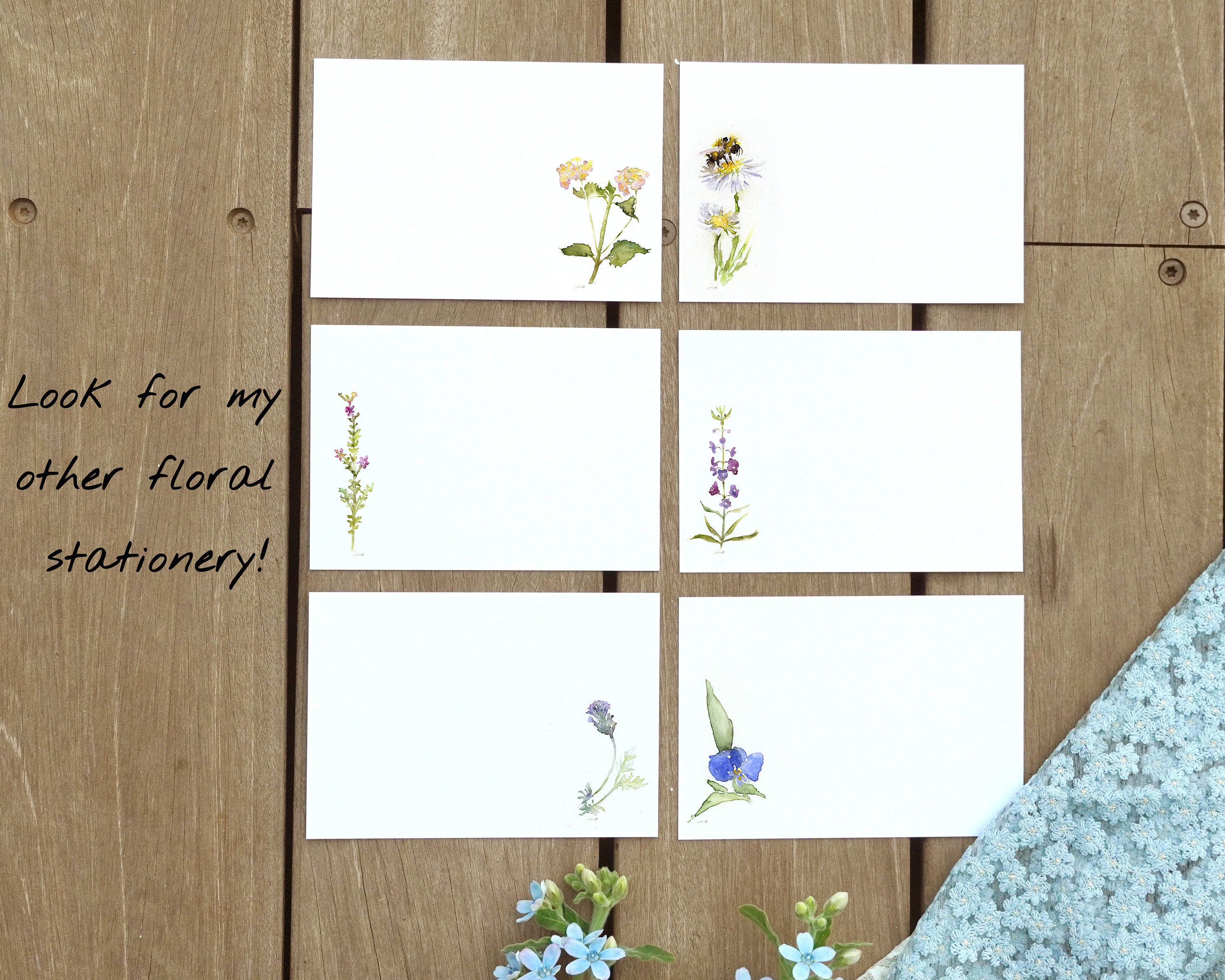 Custom Stationery, Note Cards Handmade, Watercolor Purple Floral Note ...