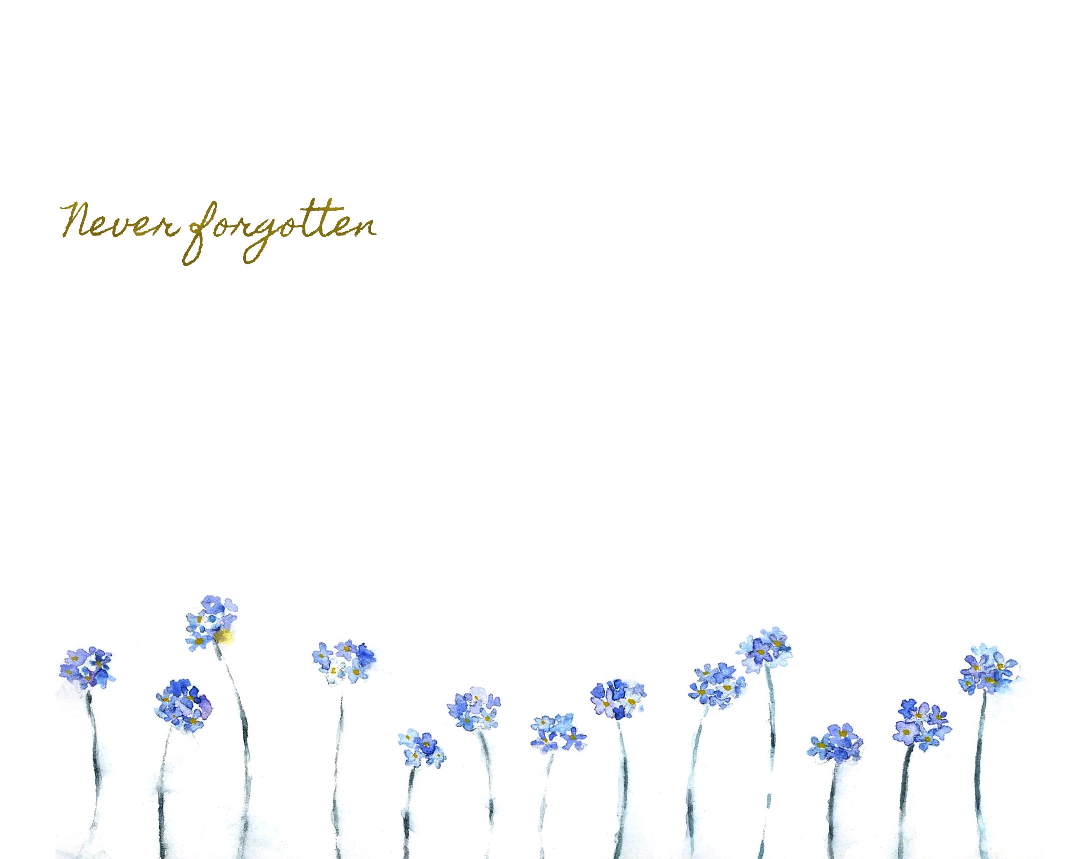 Handmade Forget Me Not Condolence Card, Never Forgotten Watercolor Card ...