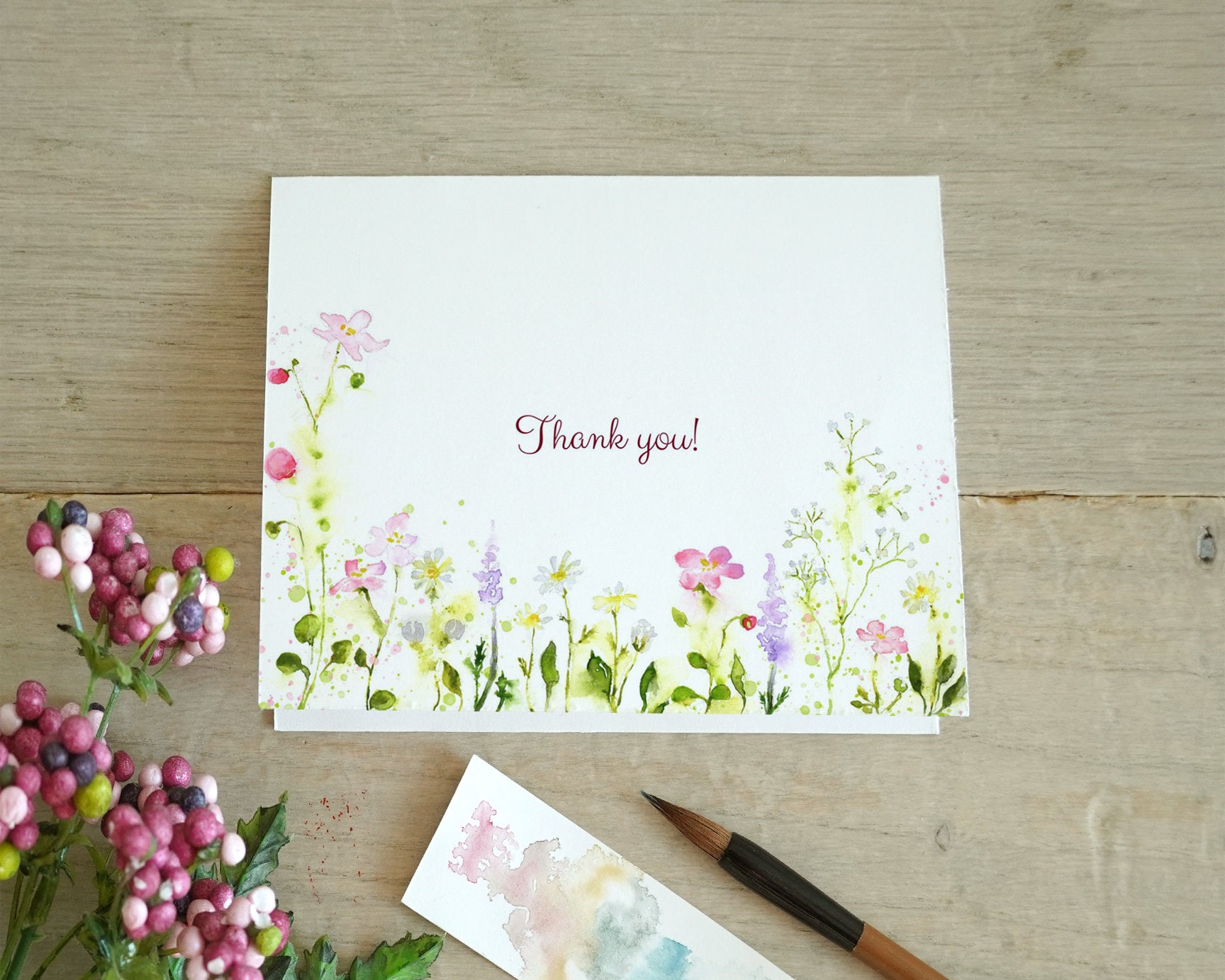Watercolor Thank You Cards for Friends and Family, Watercolor Floral ...