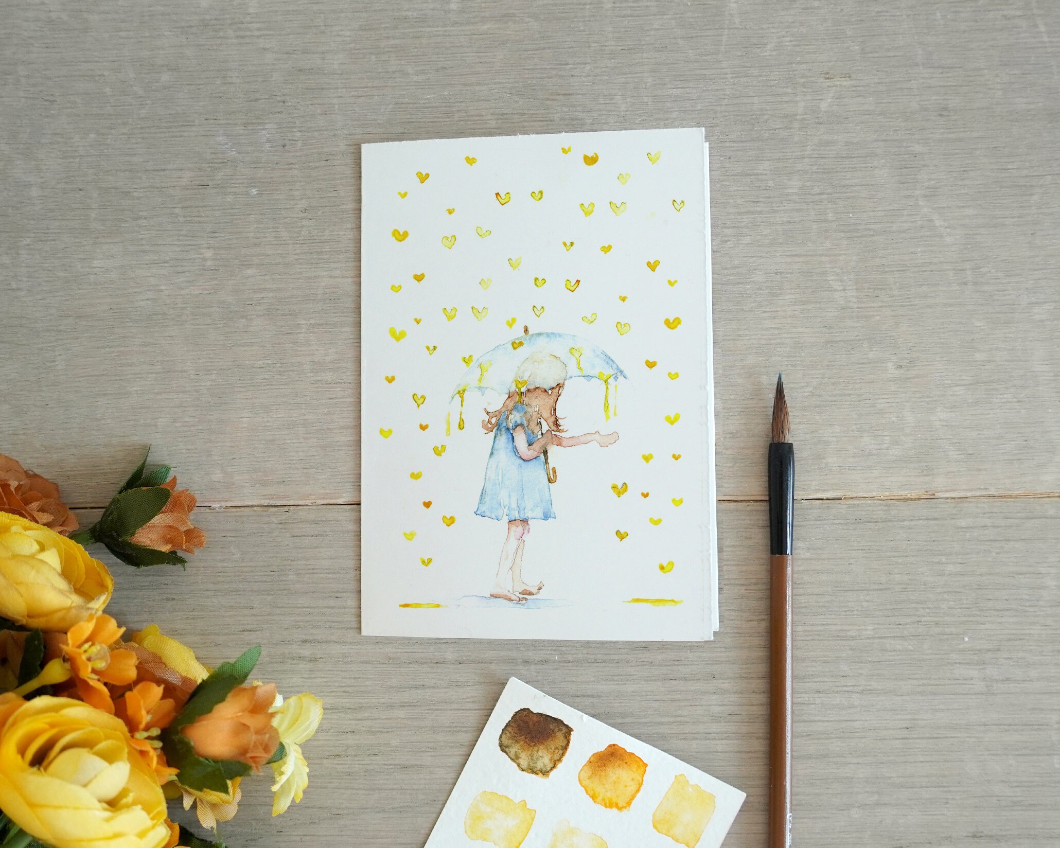 Watercolor Spreading Sunshine Card, Handmade Encouragement Card Set for ...
