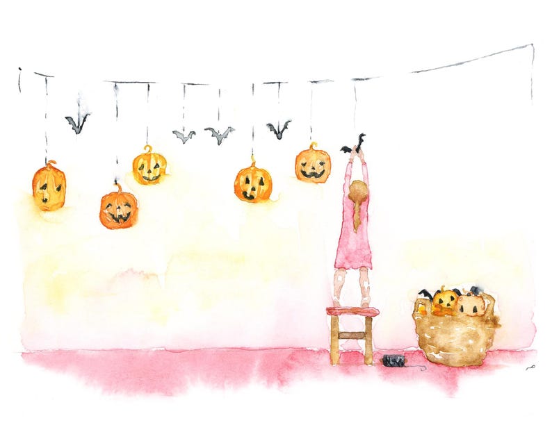 Watercolor Halloween Greeting Cards, Halloween Stationary Card Set ...