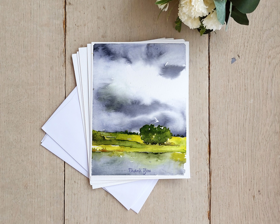 Watercolor Thank You Cards for Friends and Family, Watercolor Landscape ...