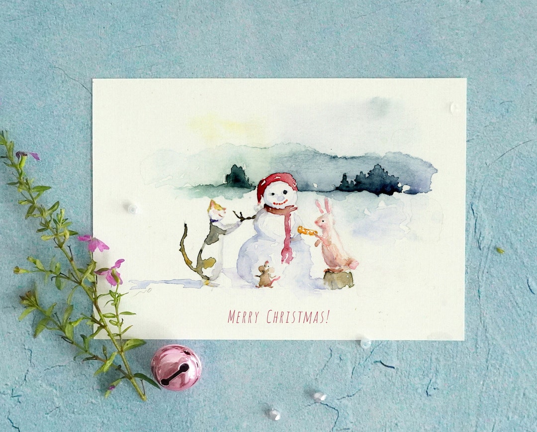 Printable Christmas Card, Happy Christmas Card, Winter Greeting Card ...