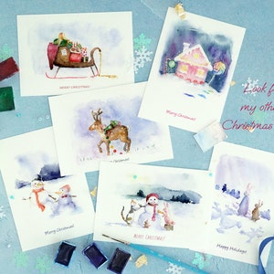 Happy Christmas Card for Print, Printable Winter Greeting Card ...