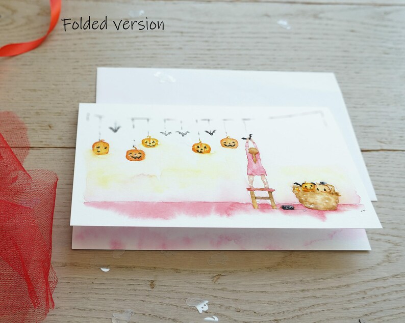 Watercolor Halloween Greeting Cards, Halloween Stationary Card Set ...