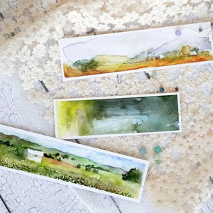 Bookmark Set of 3, Customized Watercolor Painted Landscape Bookmark ...