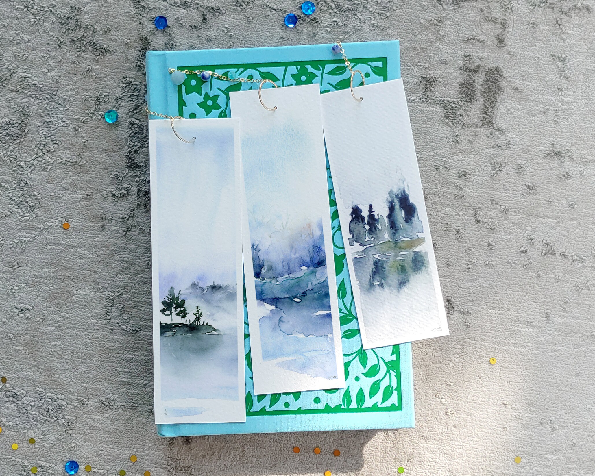 Winter Gift Handmade Bookmark Set of 3, Watercolor Landscape Bookmark ...