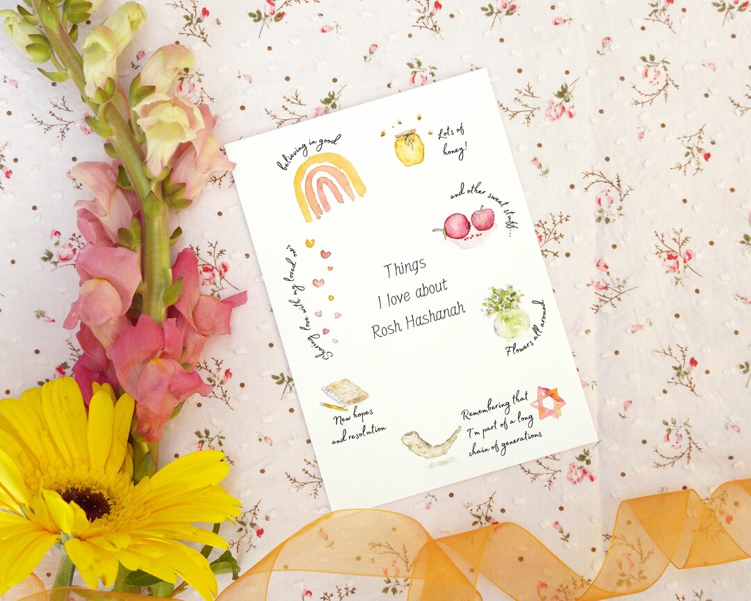 Printable Shana Tova Watercolor Card, Downloadable Jewish Greeting Card ...