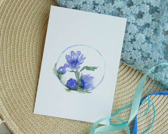 Printable Appreciation Greeting Card Watercolor Blue - Etsy