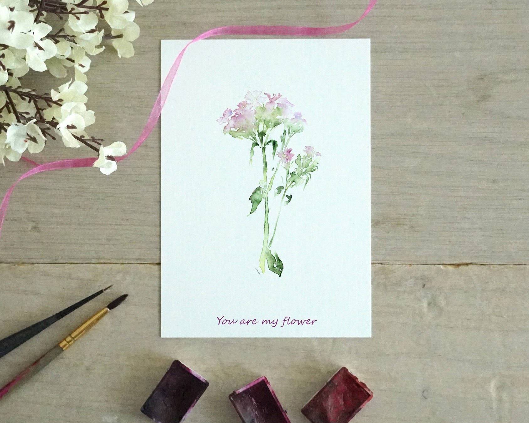 Watercolor Love Cards for Friends and Family, Pink Flower Card Set ...