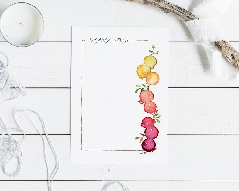 Printable Shana Tova Watercolor Card, Downloadable Jewish Greeting Card ...