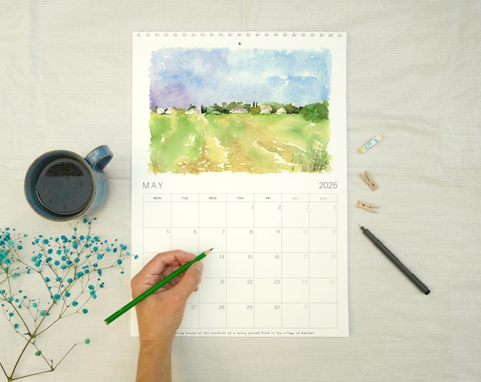 2025 Watercolor Monthly Deluxe Calendar, Large 16x8 Inches Watercolor ...