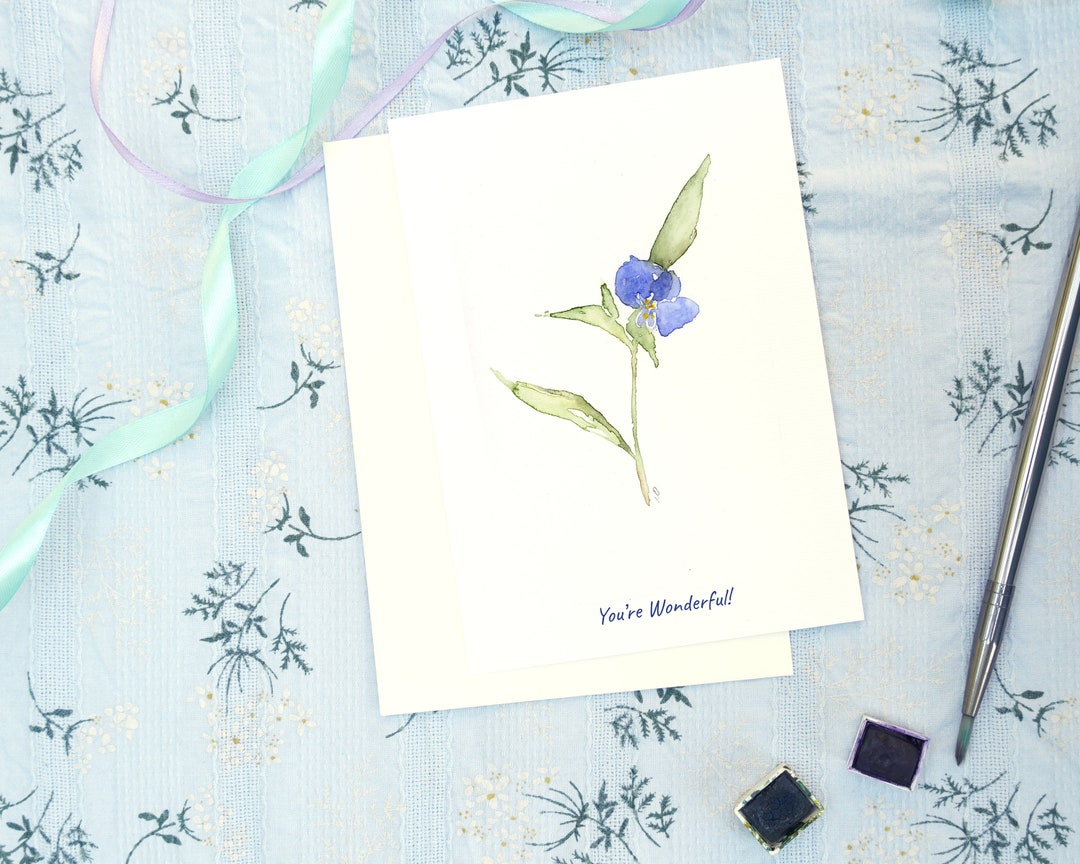 Watercolor Love Cards for Friends and Family, Blue Floral Card Set ...